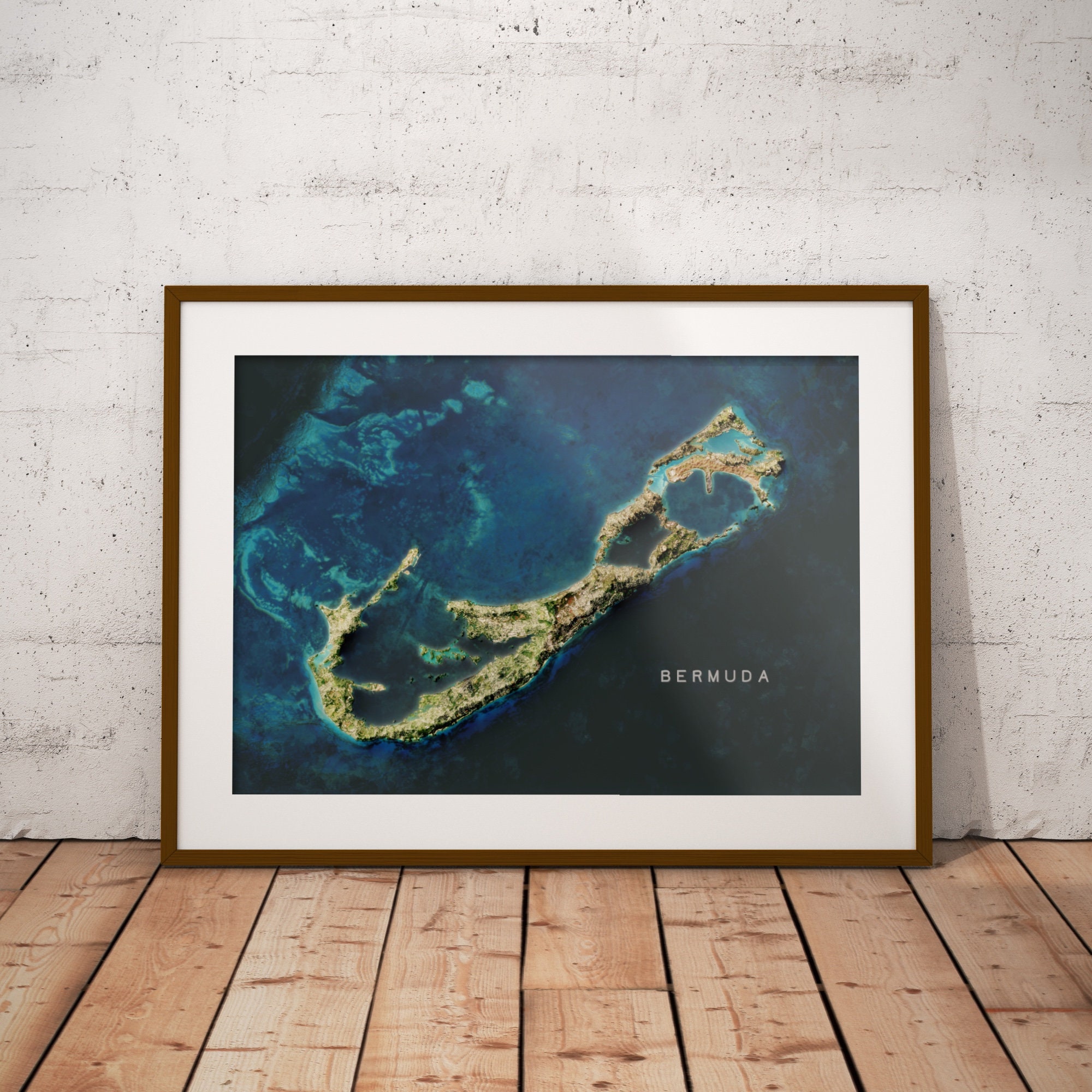 Bermuda — Satellite Imagery Map Poster - Etsy