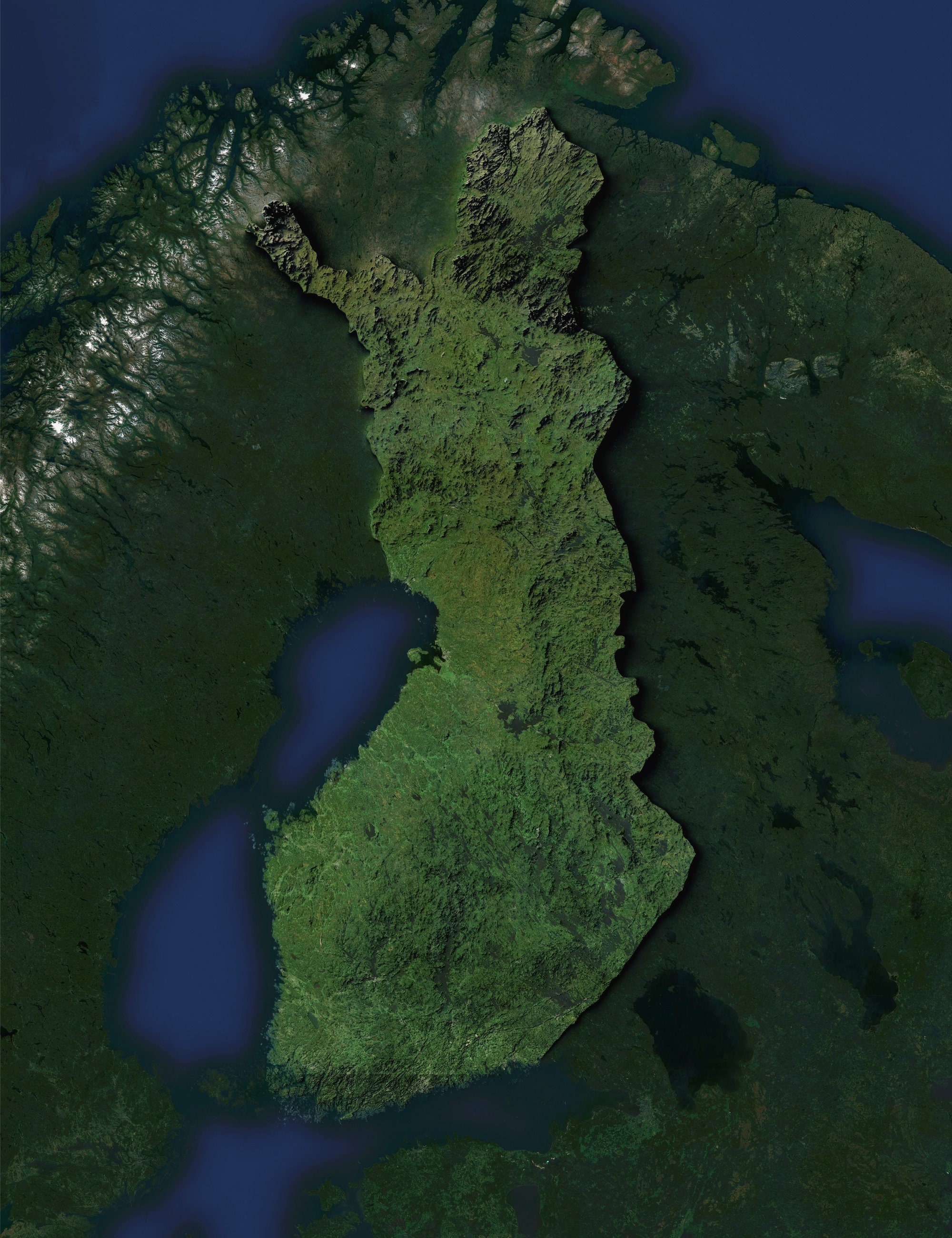 Finland Satellite Imagery Map Poster - Etsy