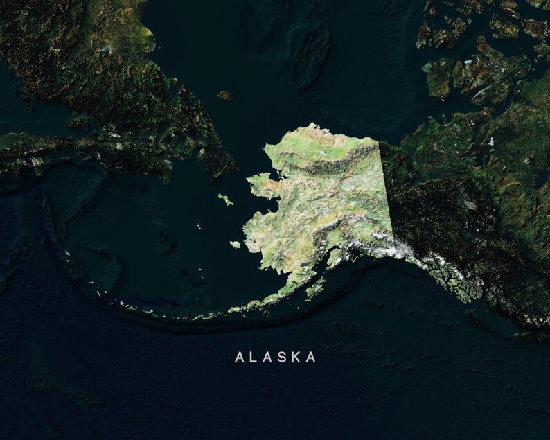 Alaska — Satellite Imagery US Map Poster - Etsy
