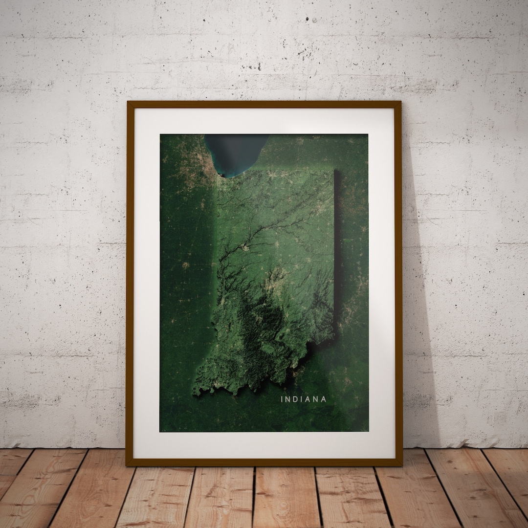 Indiana — Satellite Imagery US Map Poster - Etsy