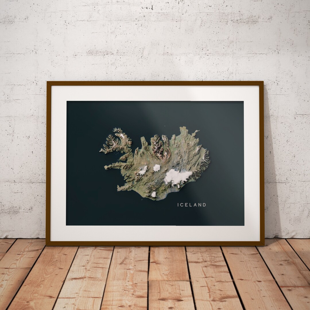 Iceland — Satellite Imagery Map Poster - Etsy