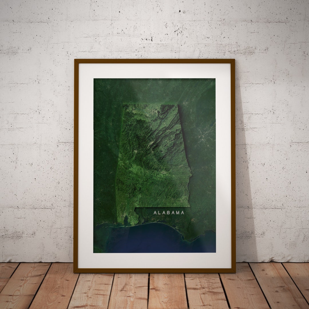 Alabama — Satellite Imagery US Map Poster - Etsy