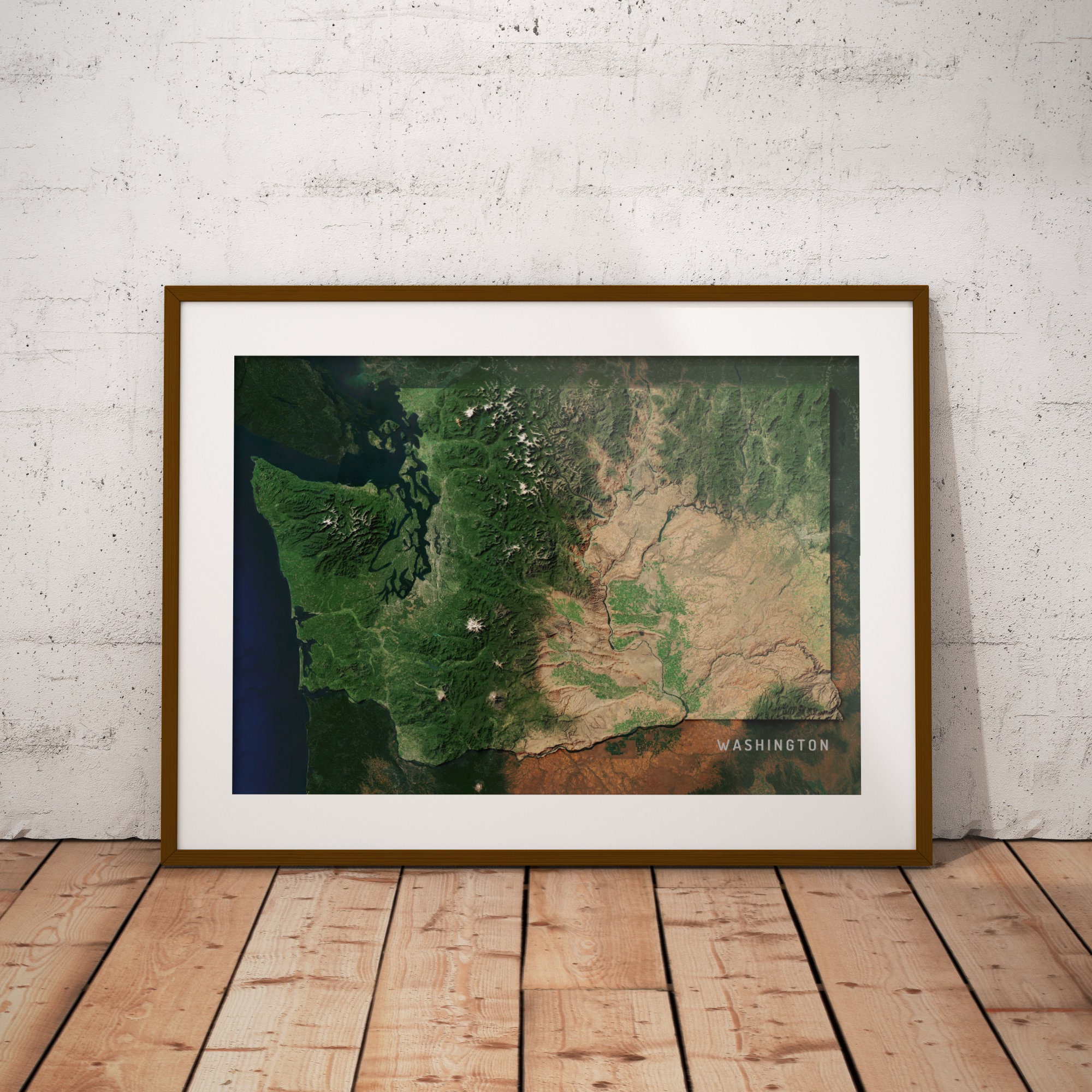 Washington — Satellite Imagery US Map Poster - Etsy