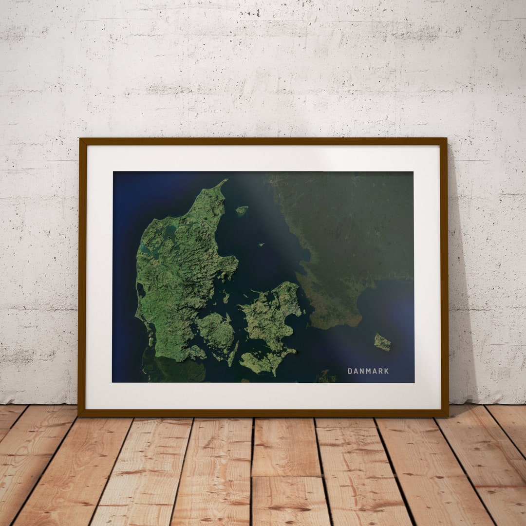 Denmark — Satellite Imagery Map Poster - Etsy