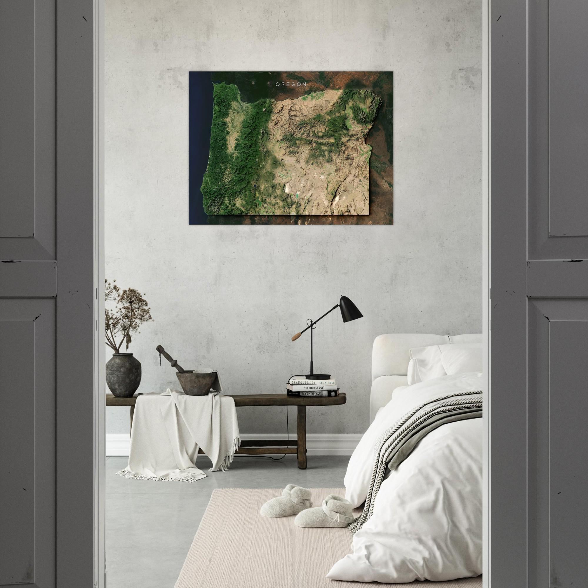Oregon — Satellite Imagery US Map Poster - Etsy