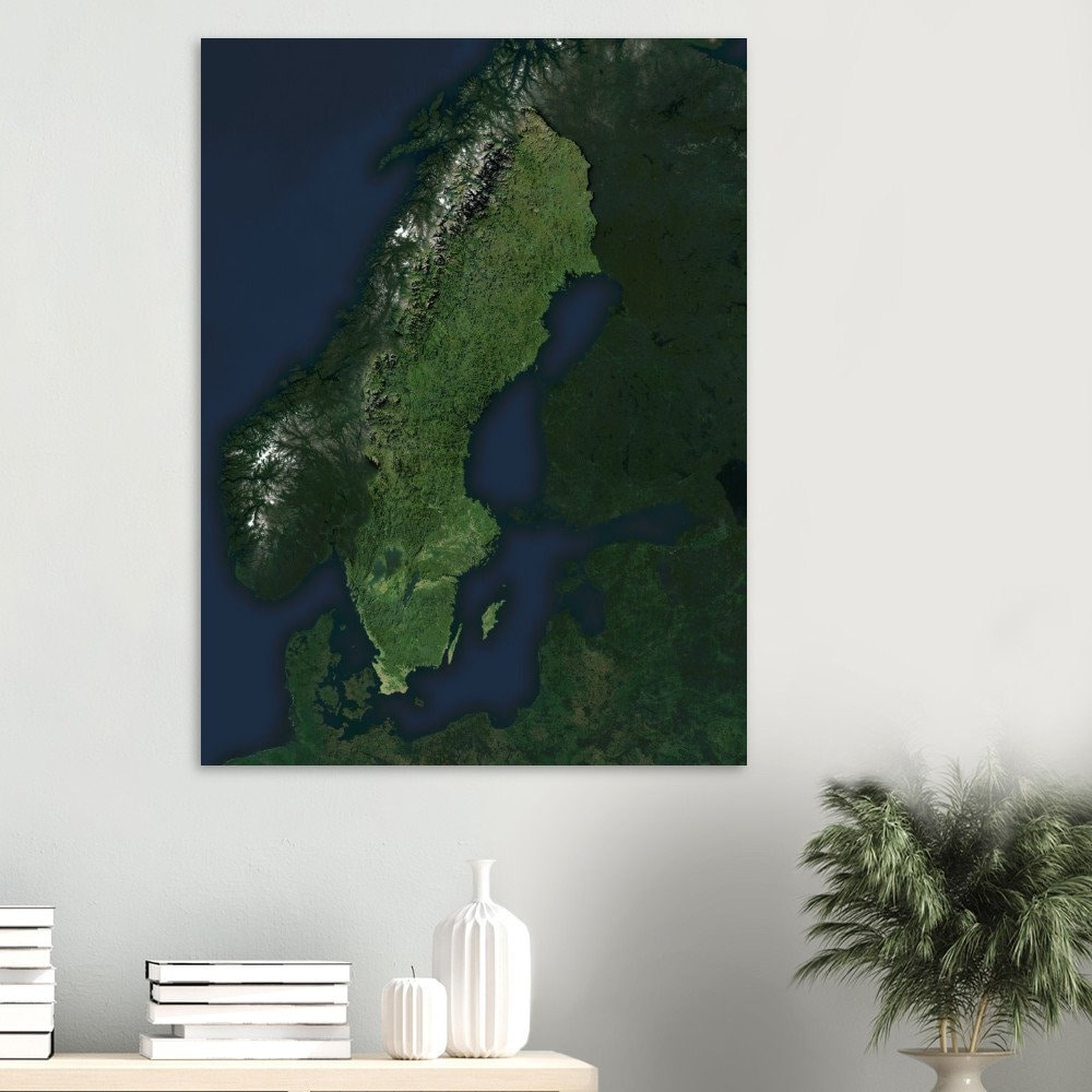 Sweden High-resolution Satellite Imagery Printable Map Poster - Etsy