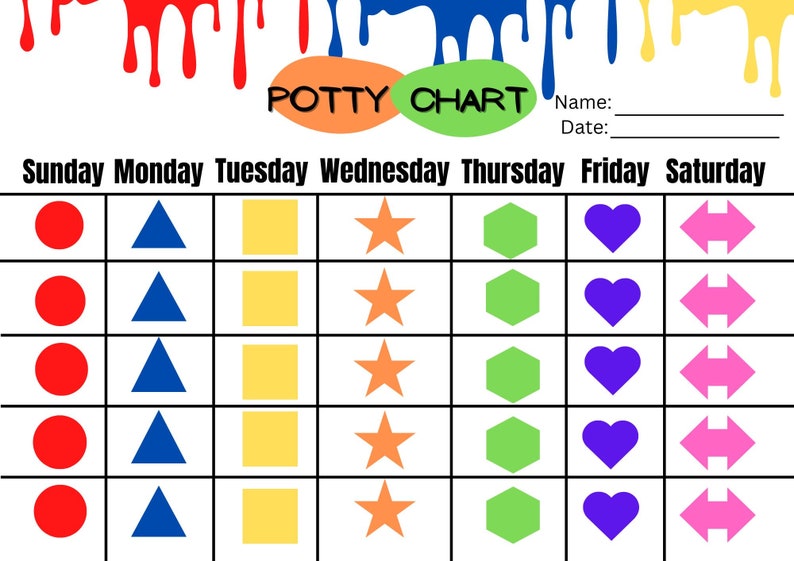 Potty Chart Printable | Colourful Chart | Potty Training | Toilet Chart ...