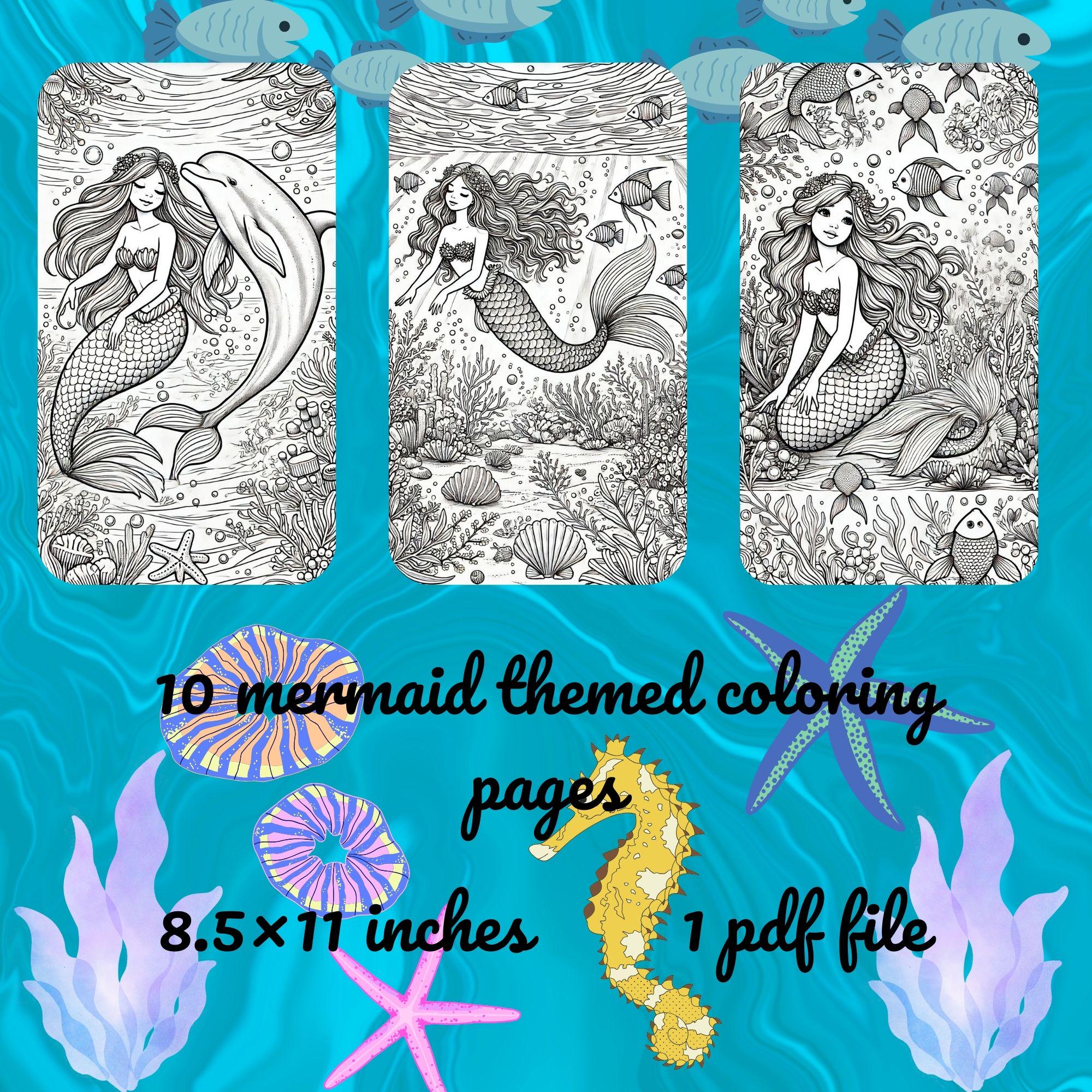 10 Mermaids Themed Coloring Pages for Girls.ocean Princesses: Mermaid ...