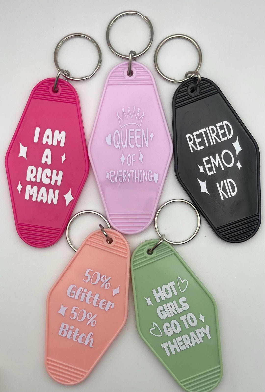 LARGE Motel Style Keyrings | Cute Funny Motel Style Keychains | Large ...