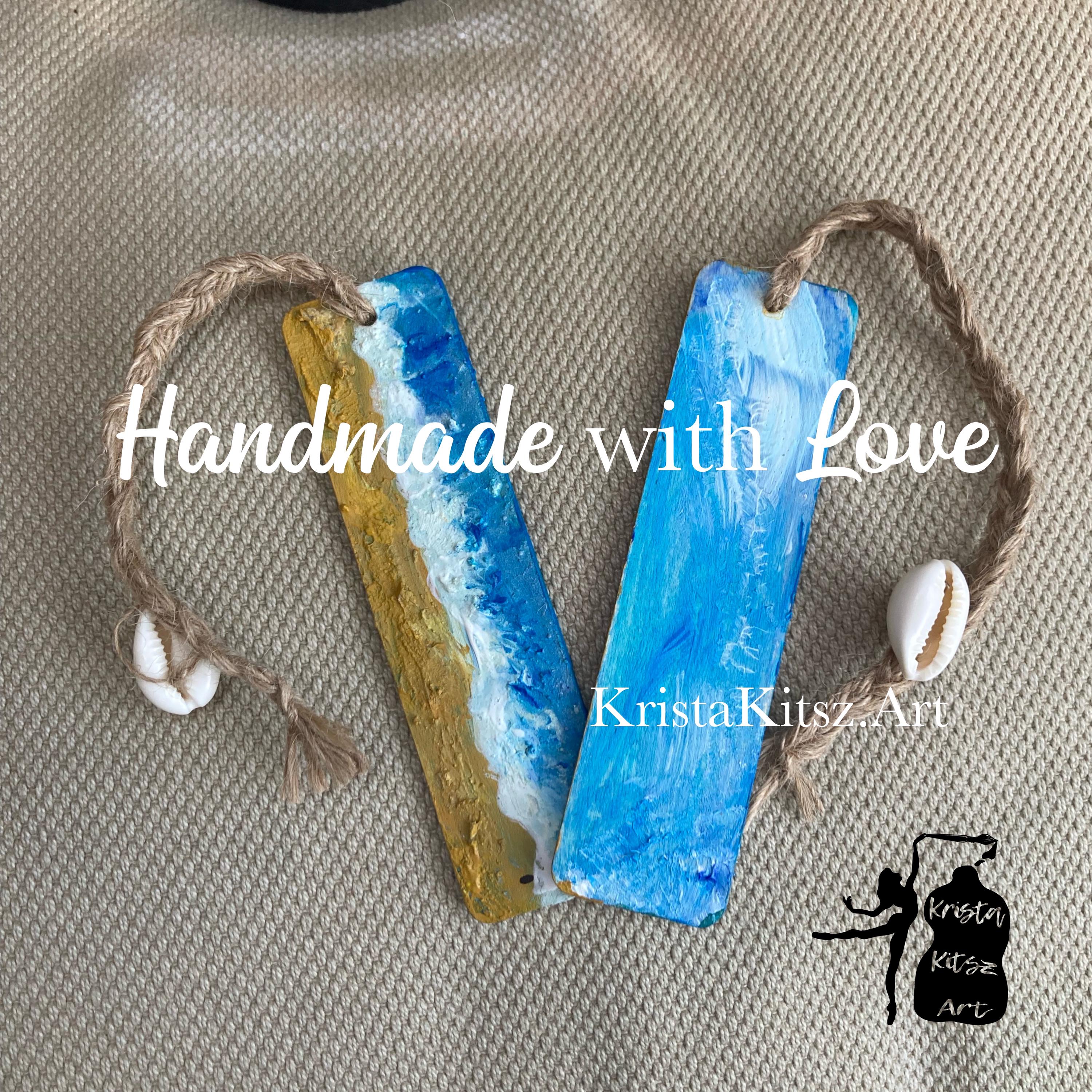 Ocean Wooden Bookmarks Hand-painted Double-sided Own Design, Waves ...