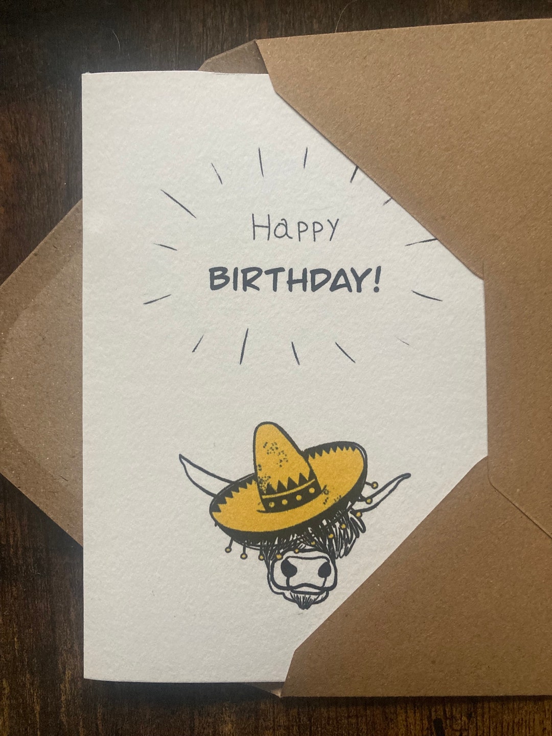 Birthday Card Happy Birthday Scottish Highlander With Mexican Hat ...