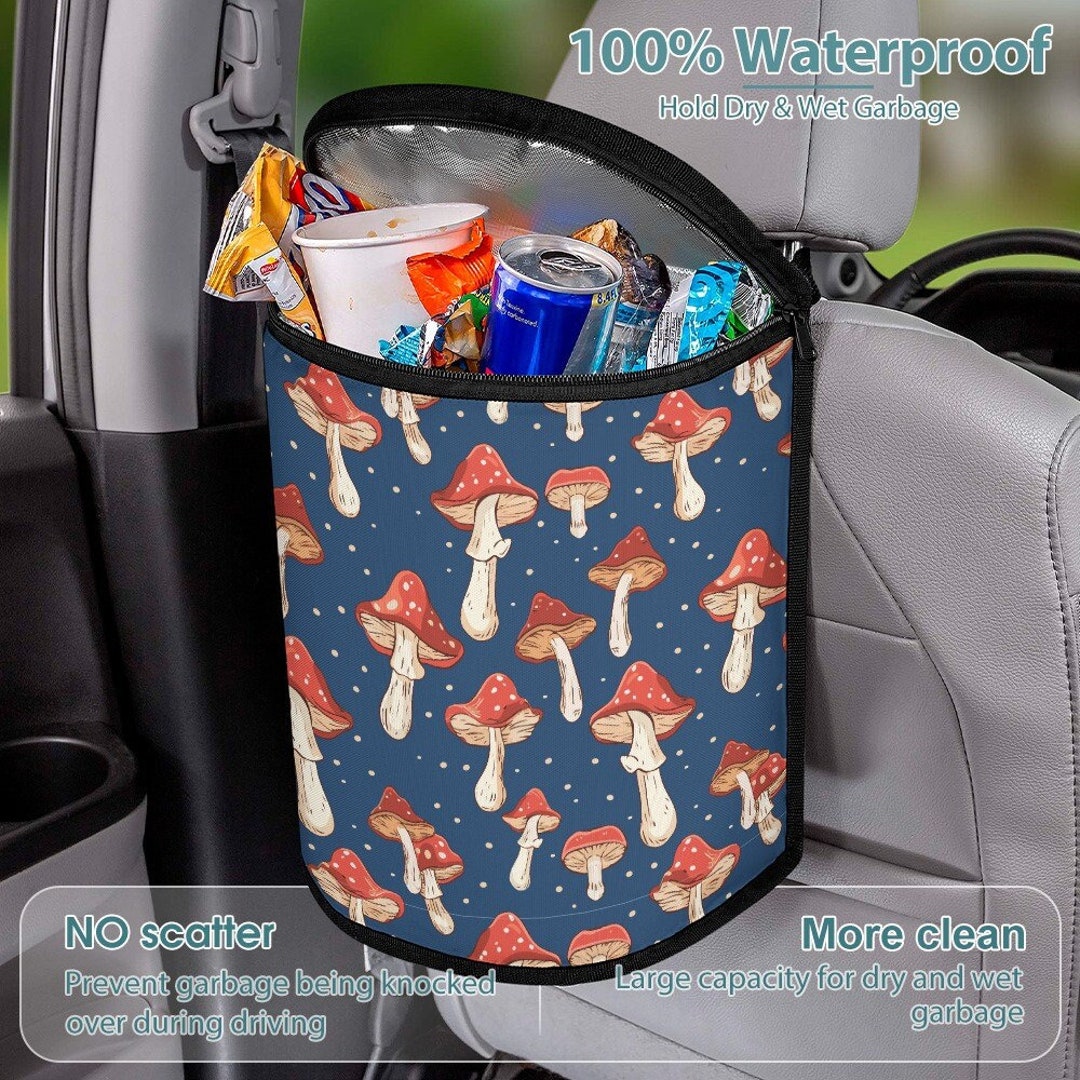 Fairy Mushroom Car Garbage Bag, Wipeable Car Trash Bags, Car Litter Bag ...