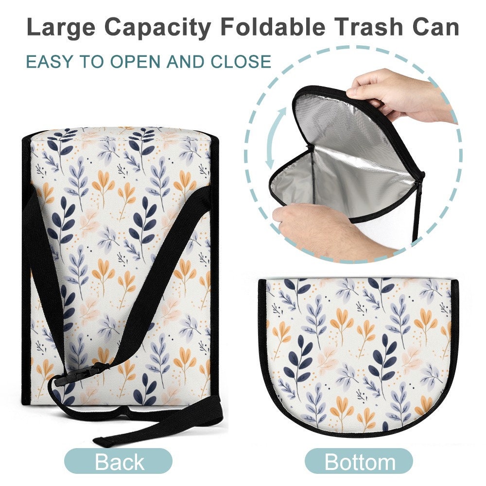 Boho Floral Car Garbage Bag, Wipeable Car Trash Bags, Car Litter Bag ...