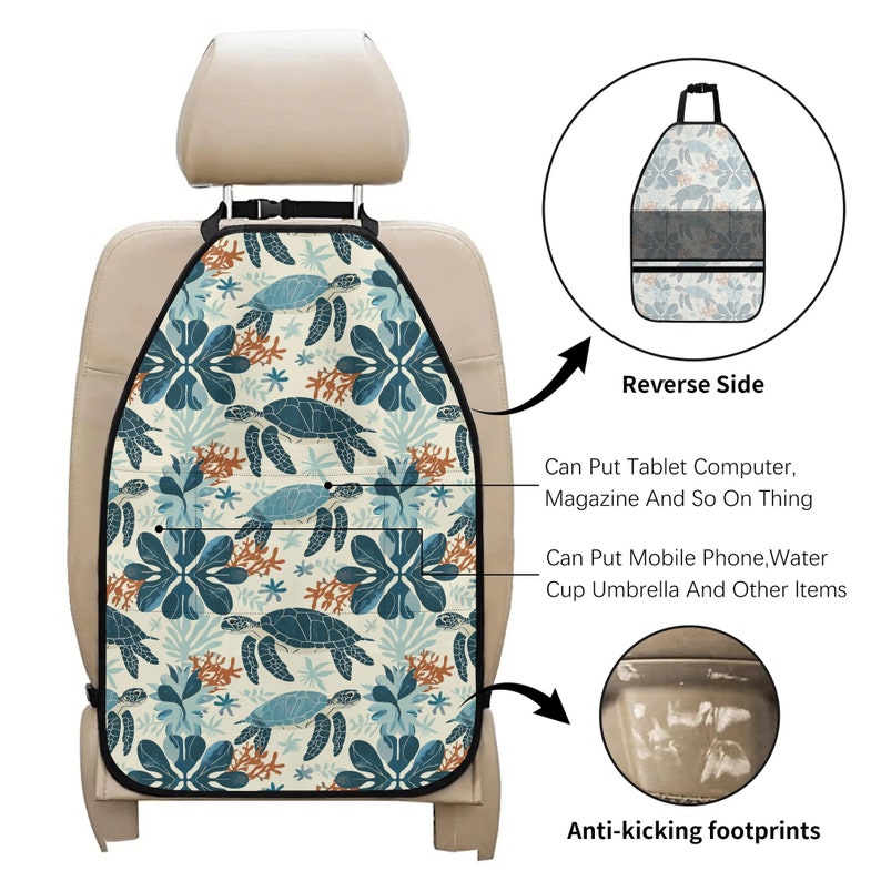 Sea Turtle Print Car Back Seat Organizer, Durable and Spacious, Ideal ...