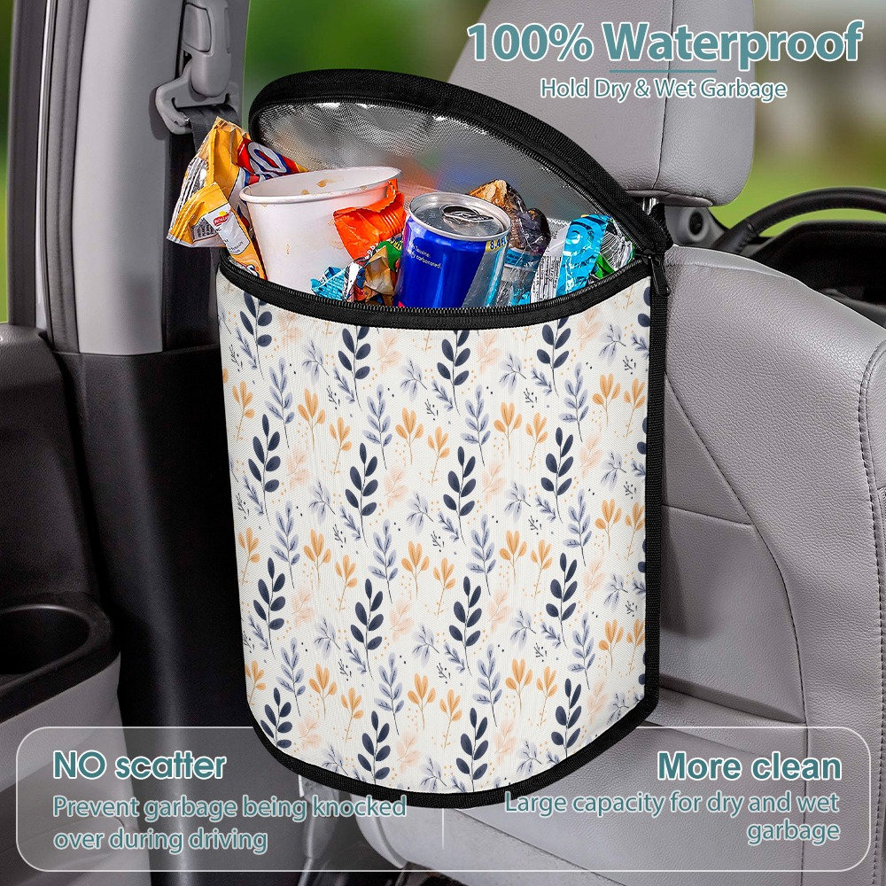Boho Floral Car Garbage Bag, Wipeable Car Trash Bags, Car Litter Bag ...