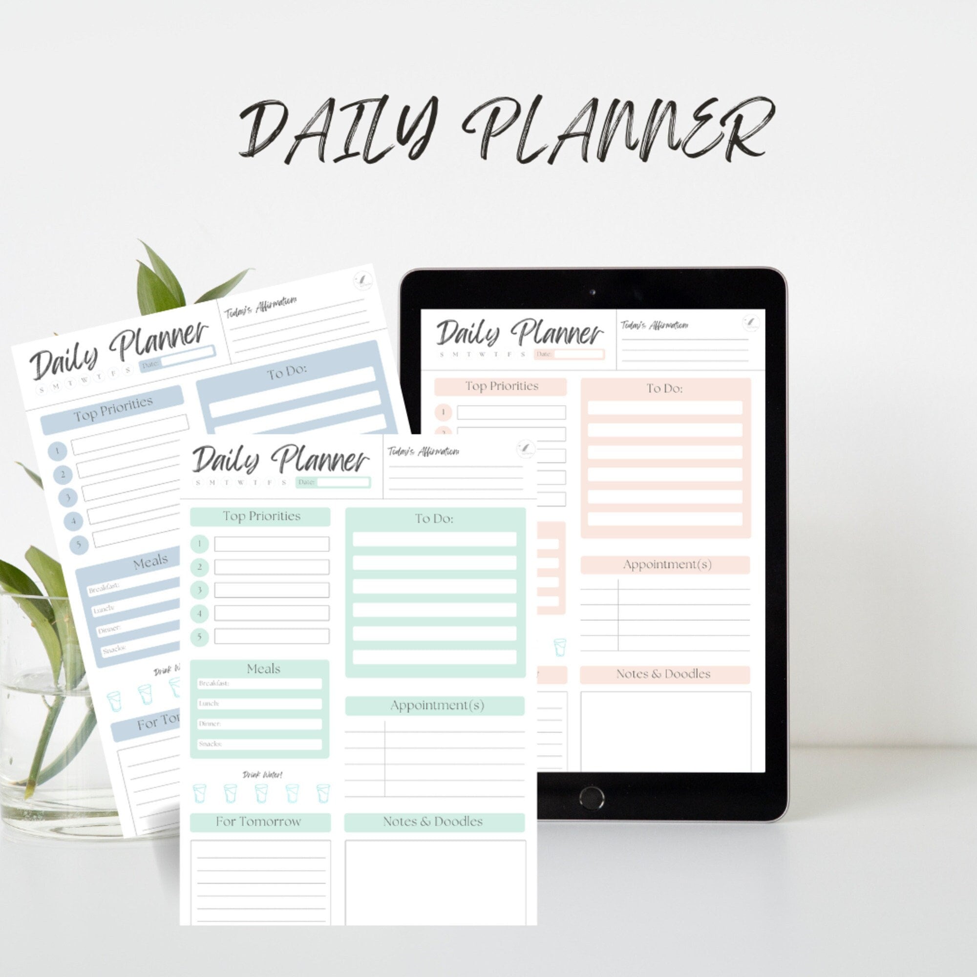 Daily Planner Printable, Instant Download, Productivity Planner, Daily ...