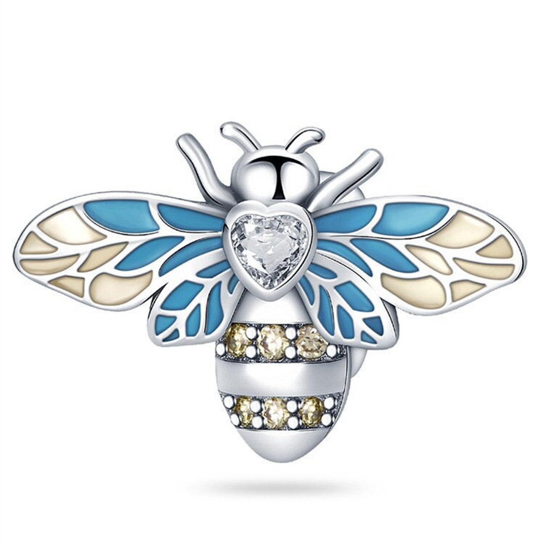 Blue Enamel Bee Bumble Bee Queen Yellow Pandora Charm Bracelet ...