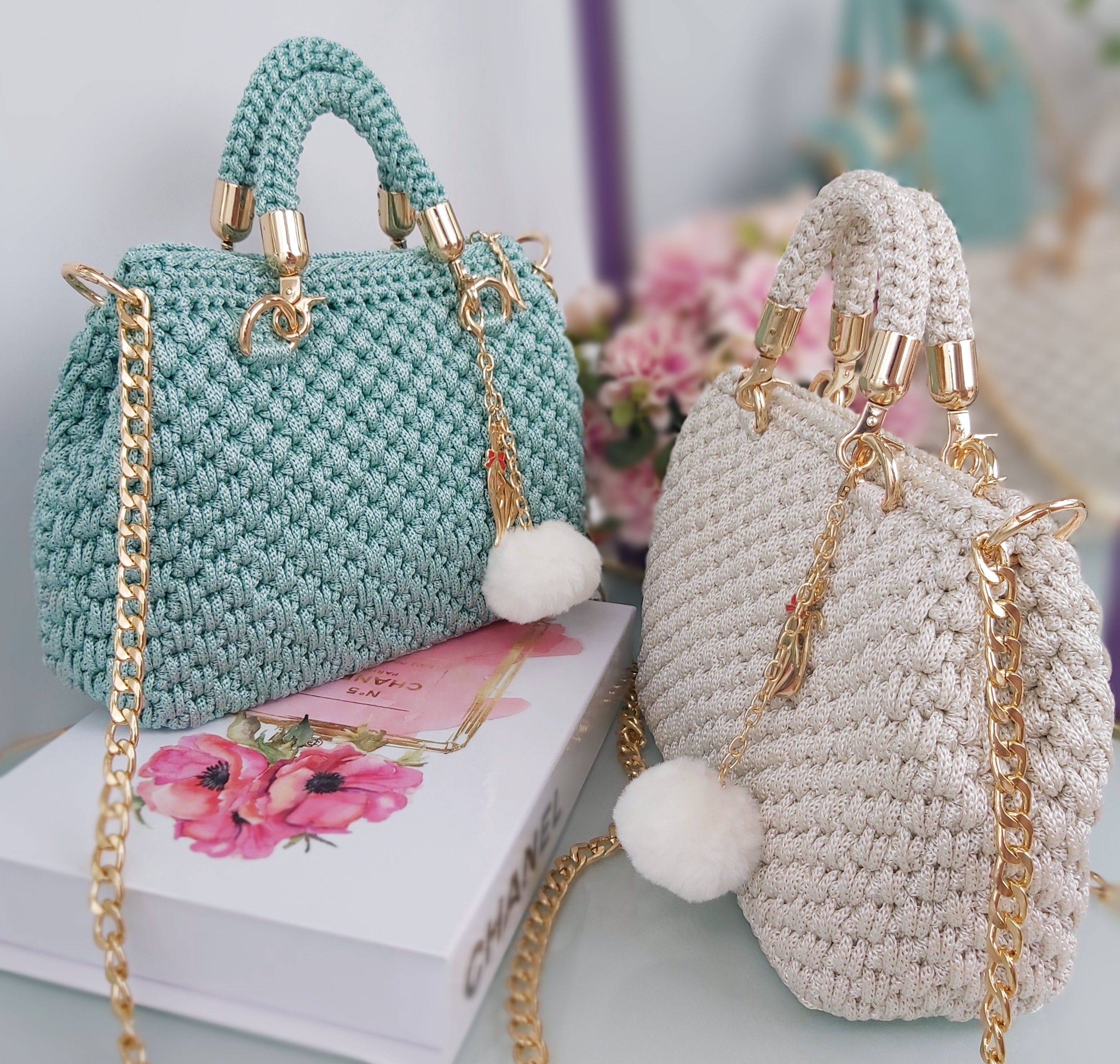 Women's Woven Tote Bag, Classy Bag for Events, Crochet Shoulder Purse ...