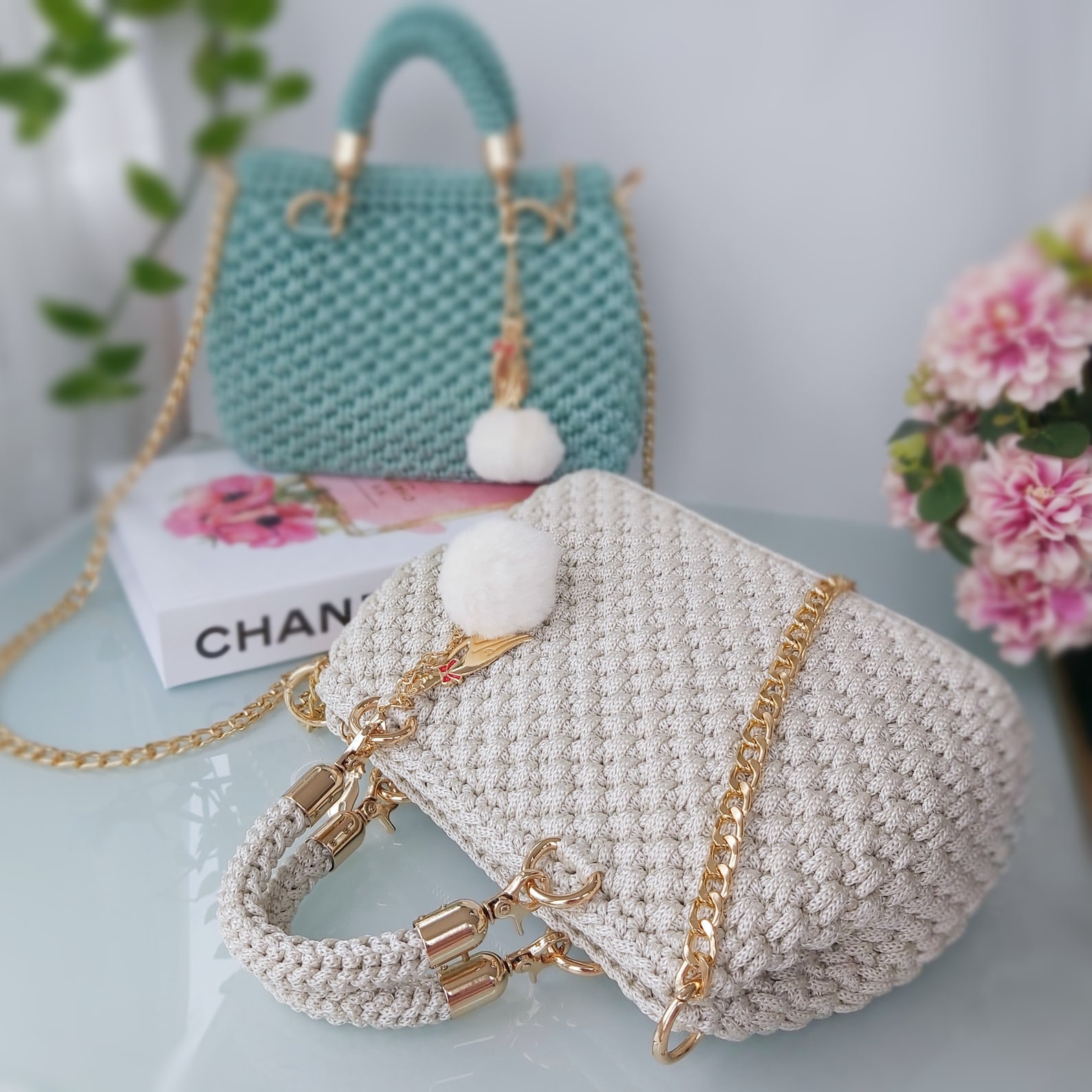 Women's Woven Tote Bag, Classy Bag for Events, Crochet Shoulder Purse ...