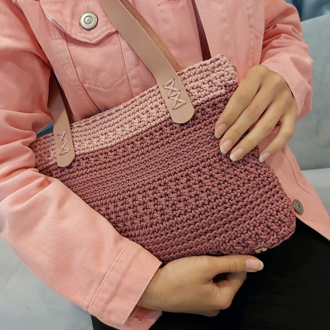 Shoulder Bag for Girls and Women, Wrist Light&dark Pink Bag, Large Tote ...