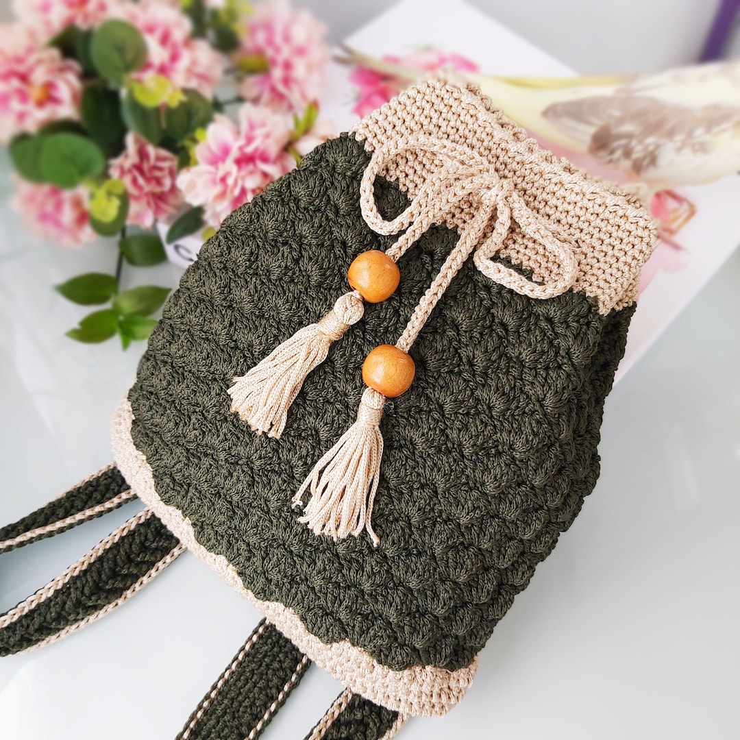 Green Backpack for Women, Boho Backpack Purse, Small Drawstring ...