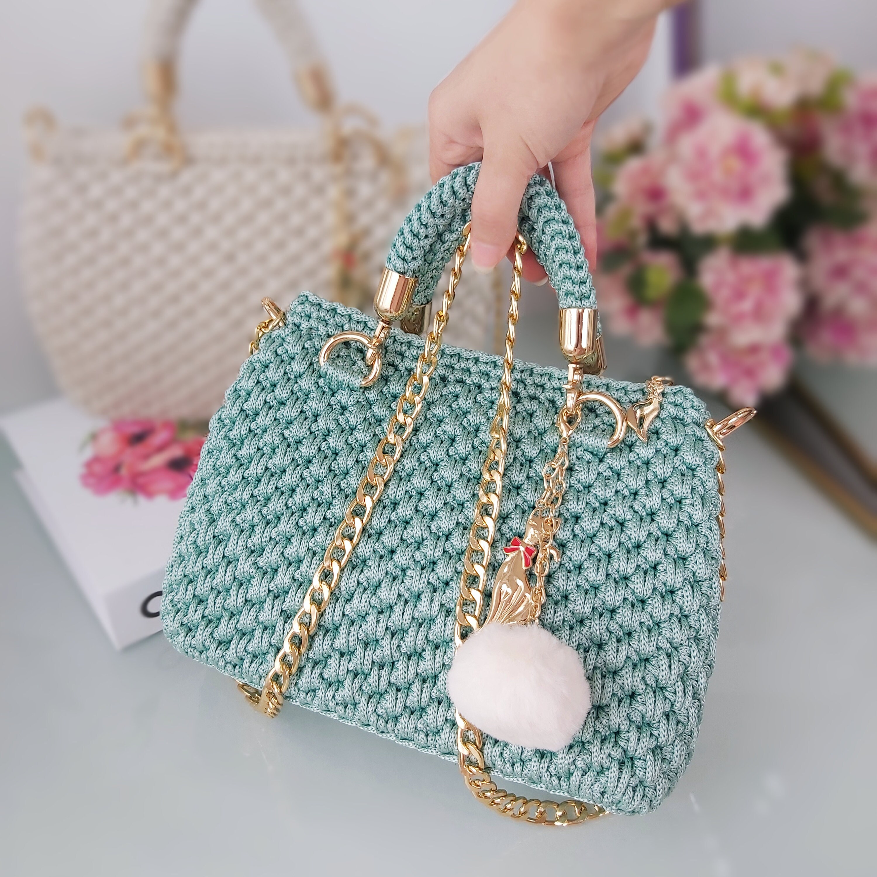 Women's Woven Tote Bag, Classy Bag for Events, Crochet Shoulder Purse ...