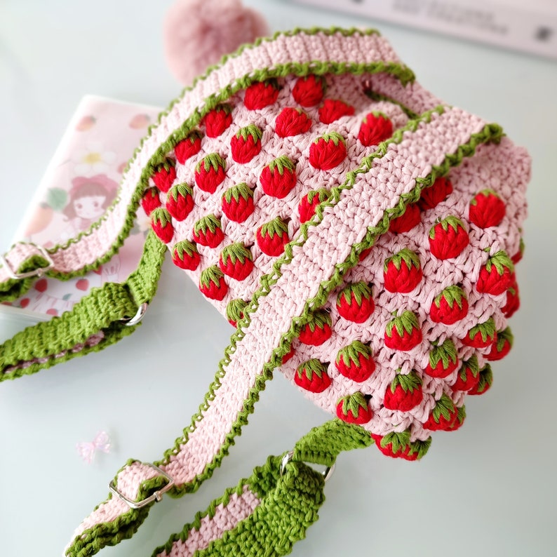 Cute Backpack for Girls, Crochet Strawberry Backpack, Unique Backpack ...