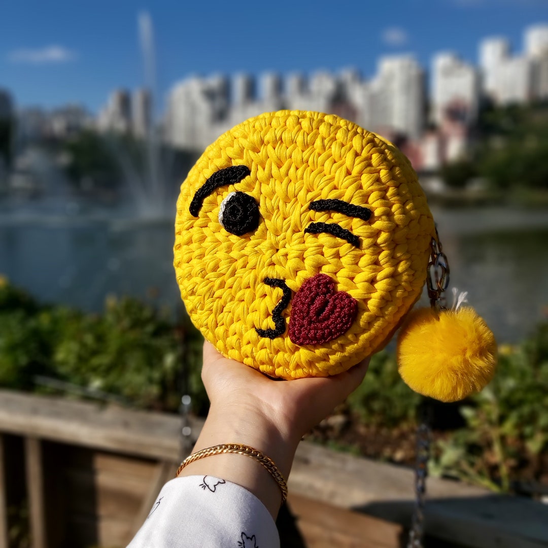 Fresh Yellow Shoulder Bag, Funny Bag, Emoji Bag, Crossbody Round Purse ...