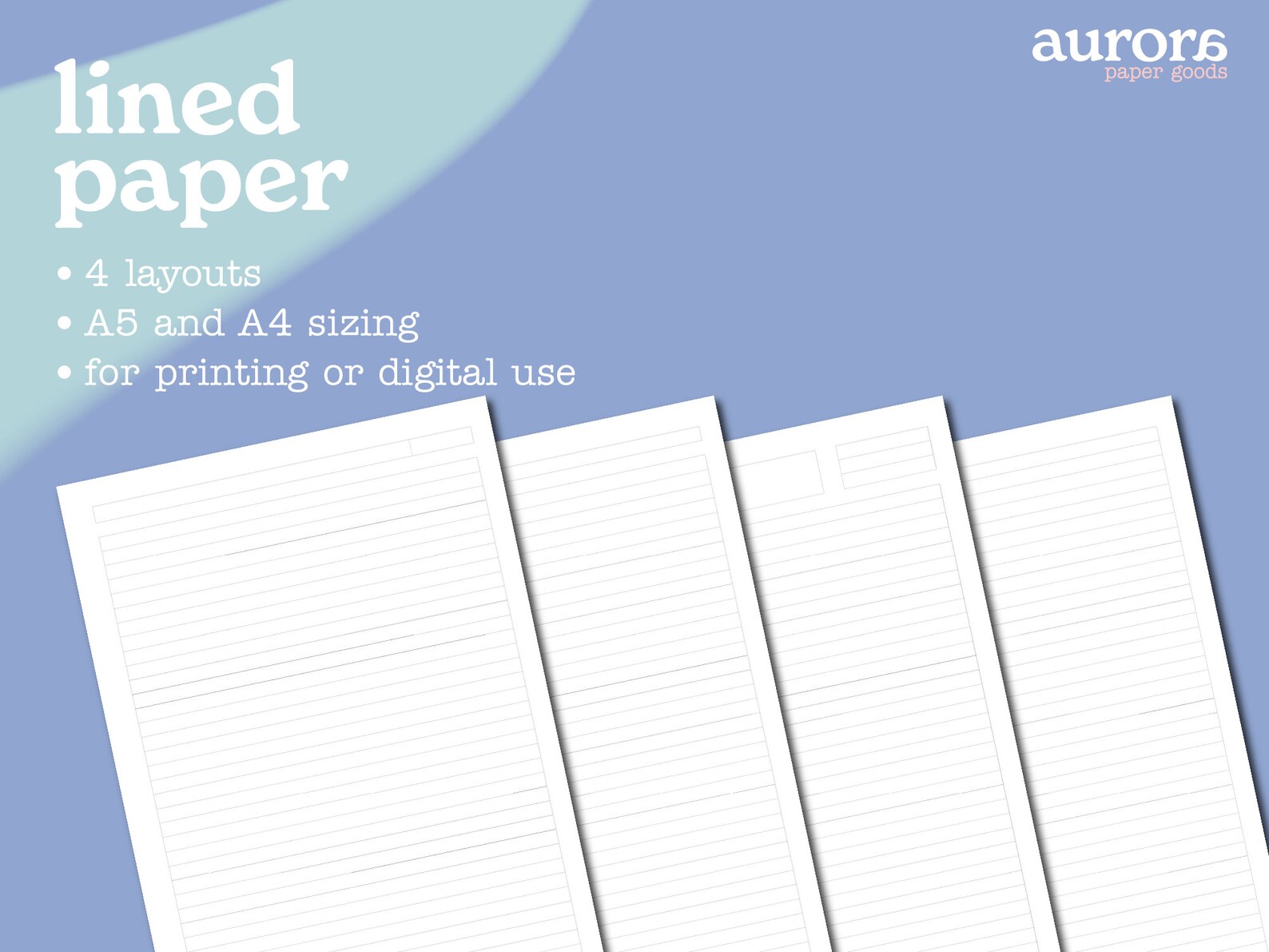 Printable Lined Paper Digital Paper Template A4 & A5 - Etsy