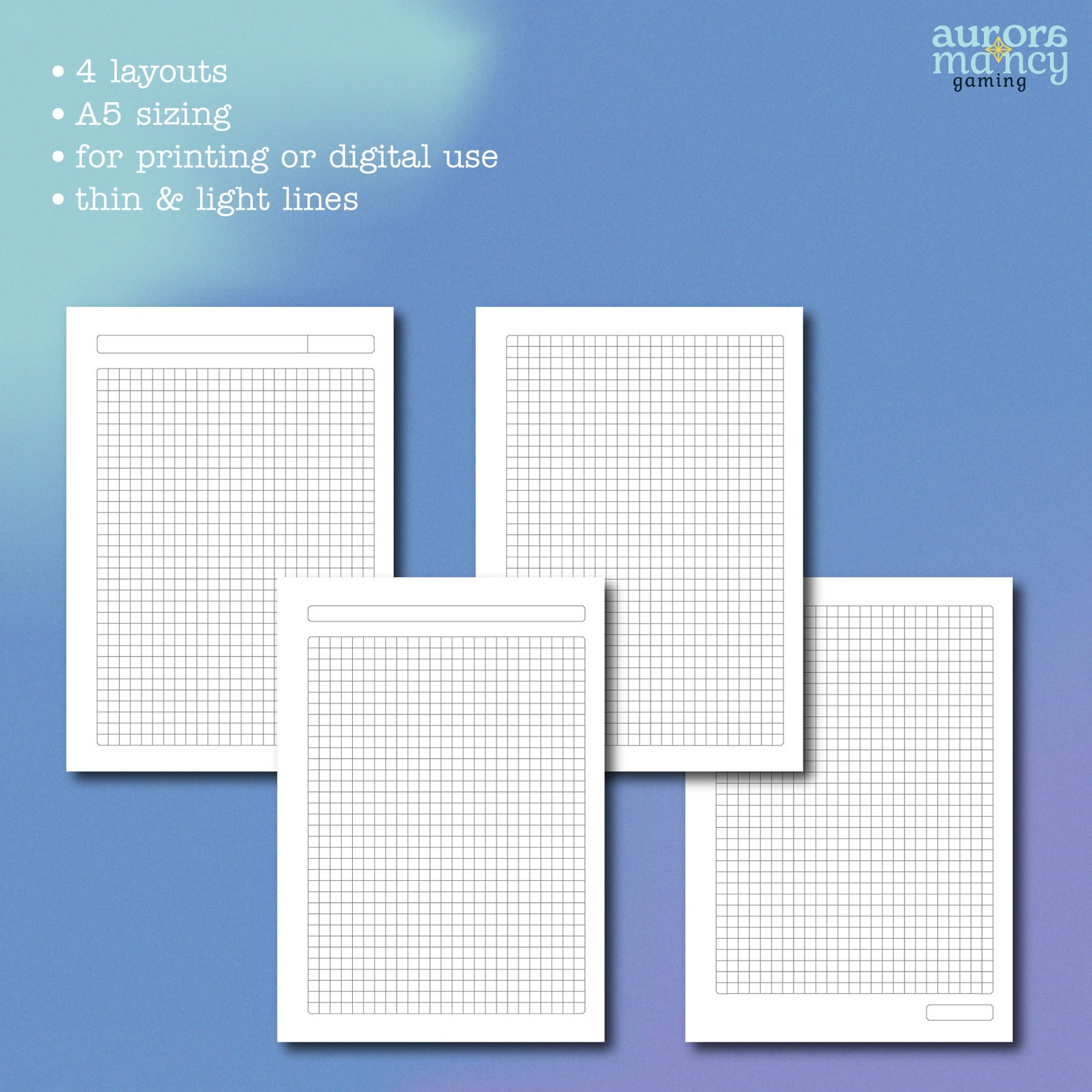 Printable Graph Paper | Digital Paper Template | A5 | Download PDF - Etsy