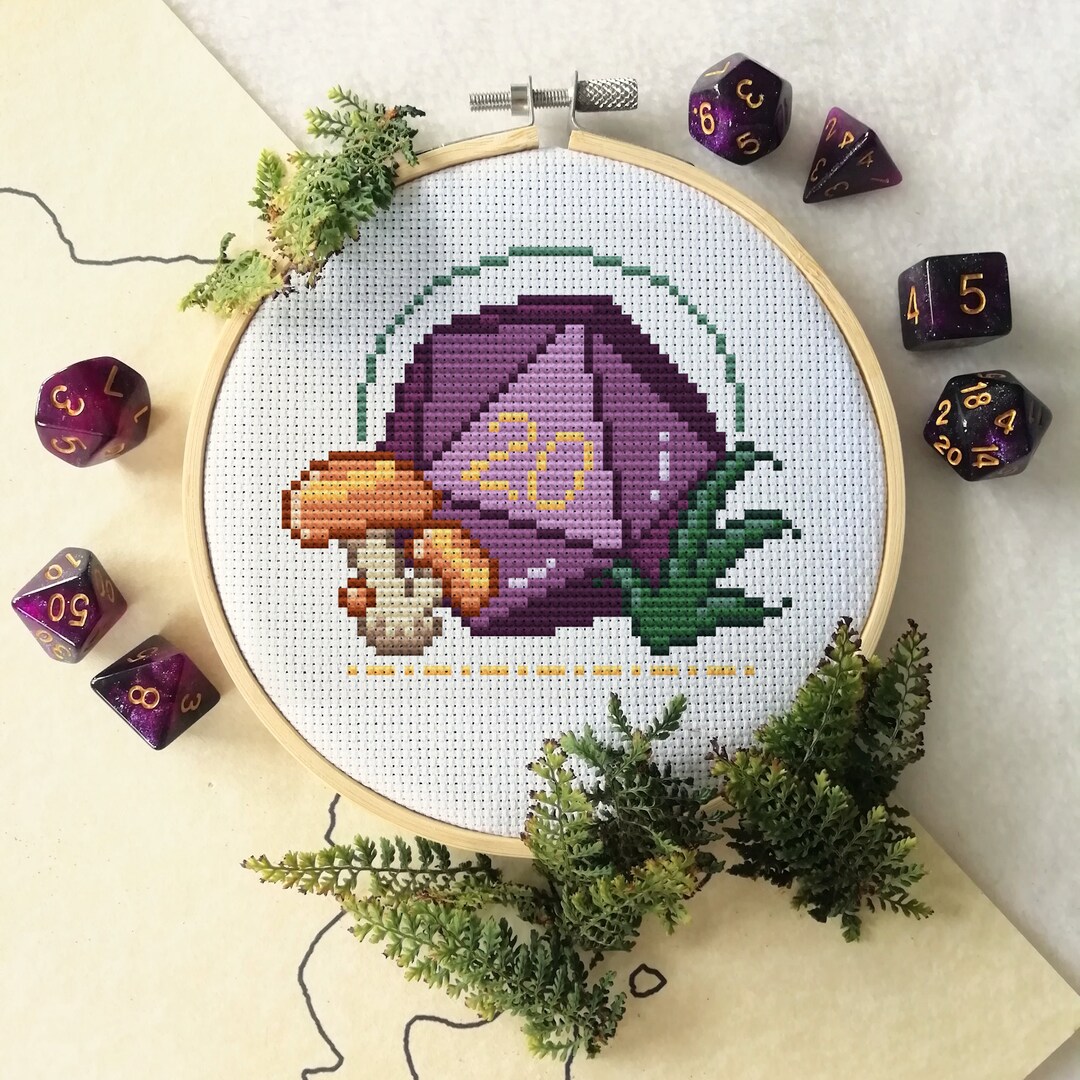 Natural 20 Dungeons and Dragons TTRPG D20 Cross Stitch Pattern - Etsy