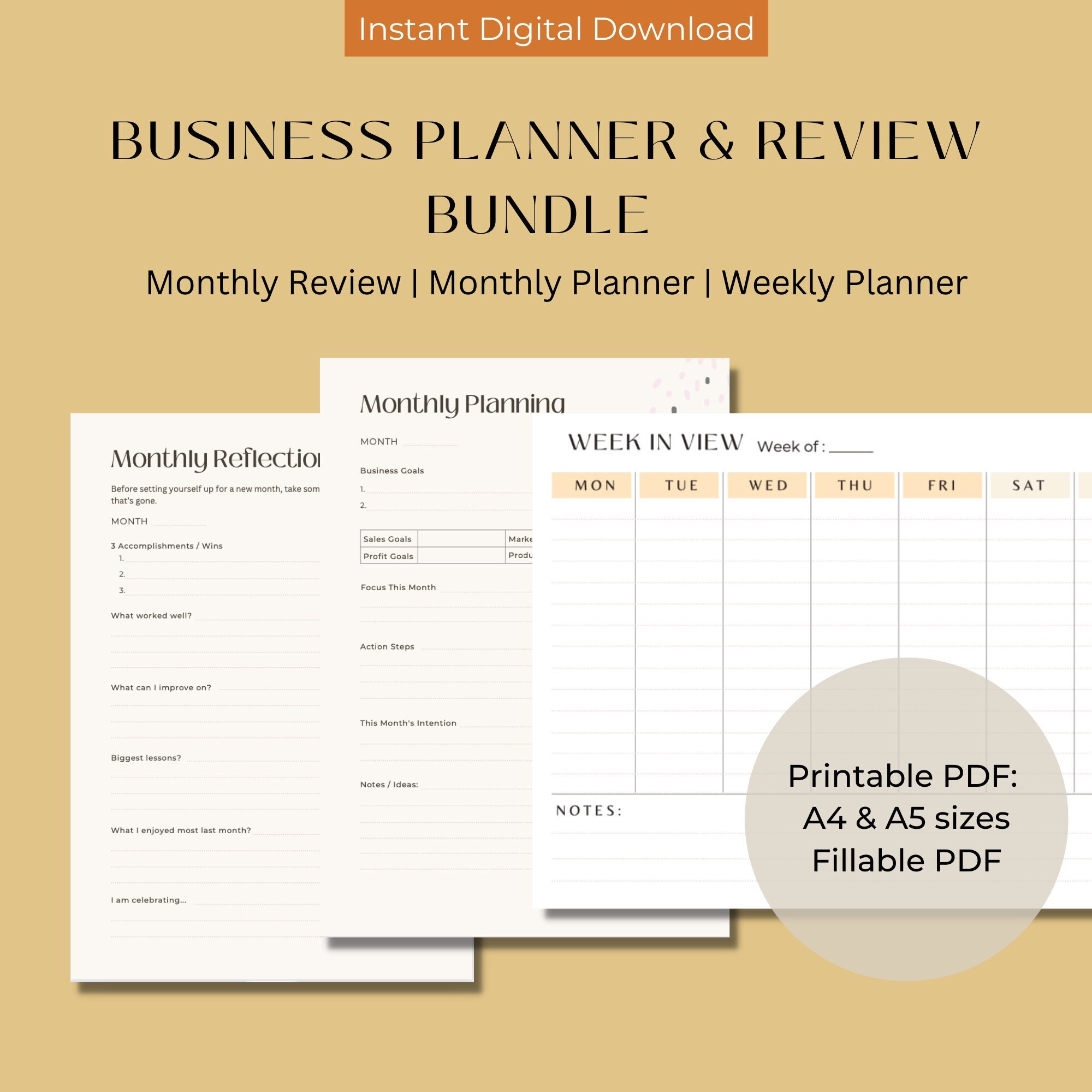 Printable Business Planner Bundle Monthly Business Review - Etsy