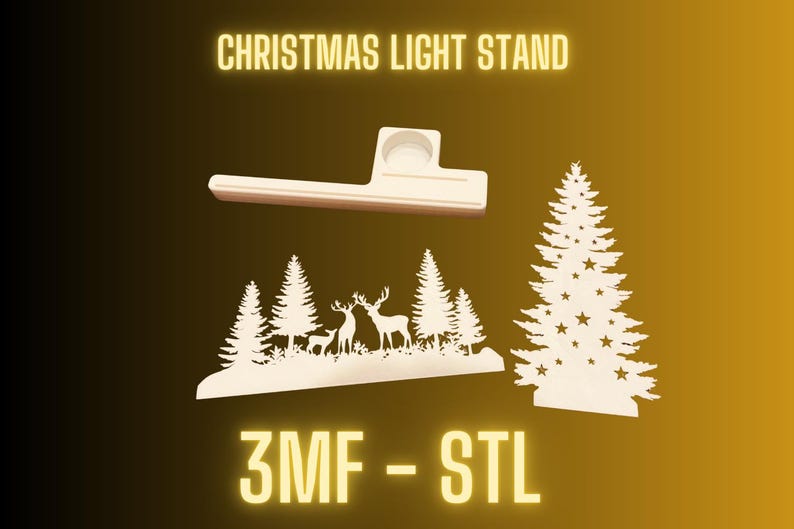 3D Christmas Light Stand Reindeer Forrest Stand STL & 3MF - Etsy