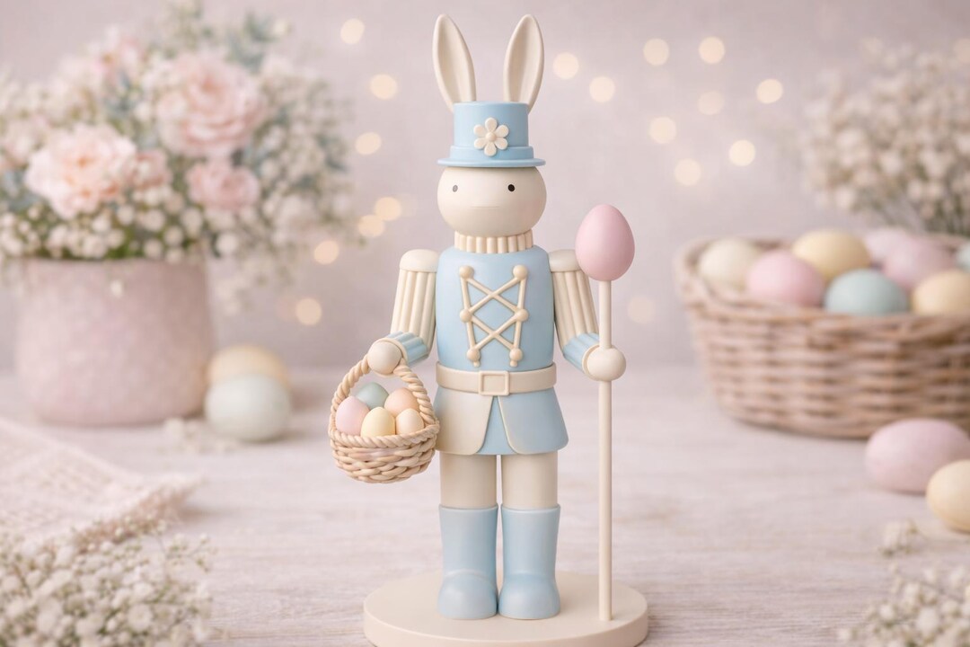 Easter Bunny Nutcracker STL – Minimalist Soldier, Spring Decor (digital ...