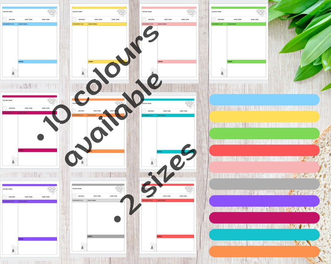 Printable Recipe Template , Cooking List Sheet, Recipe Card Template ...