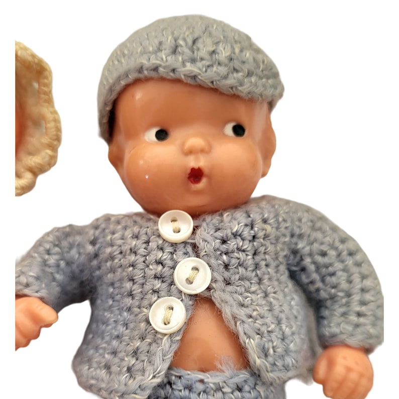 2 Vintage Irwin USA Made Side Eye Mini Kewpie Baby Doll Crochet in ...