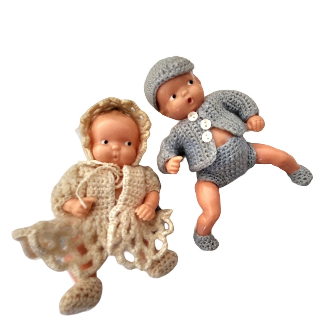 2 Vintage Irwin USA Made Side Eye Mini Kewpie Baby Doll Crochet in ...