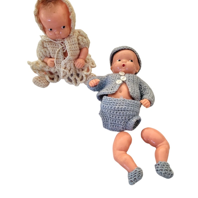 2 Vintage Irwin USA Made Side Eye Mini Kewpie Baby Doll Crochet in ...