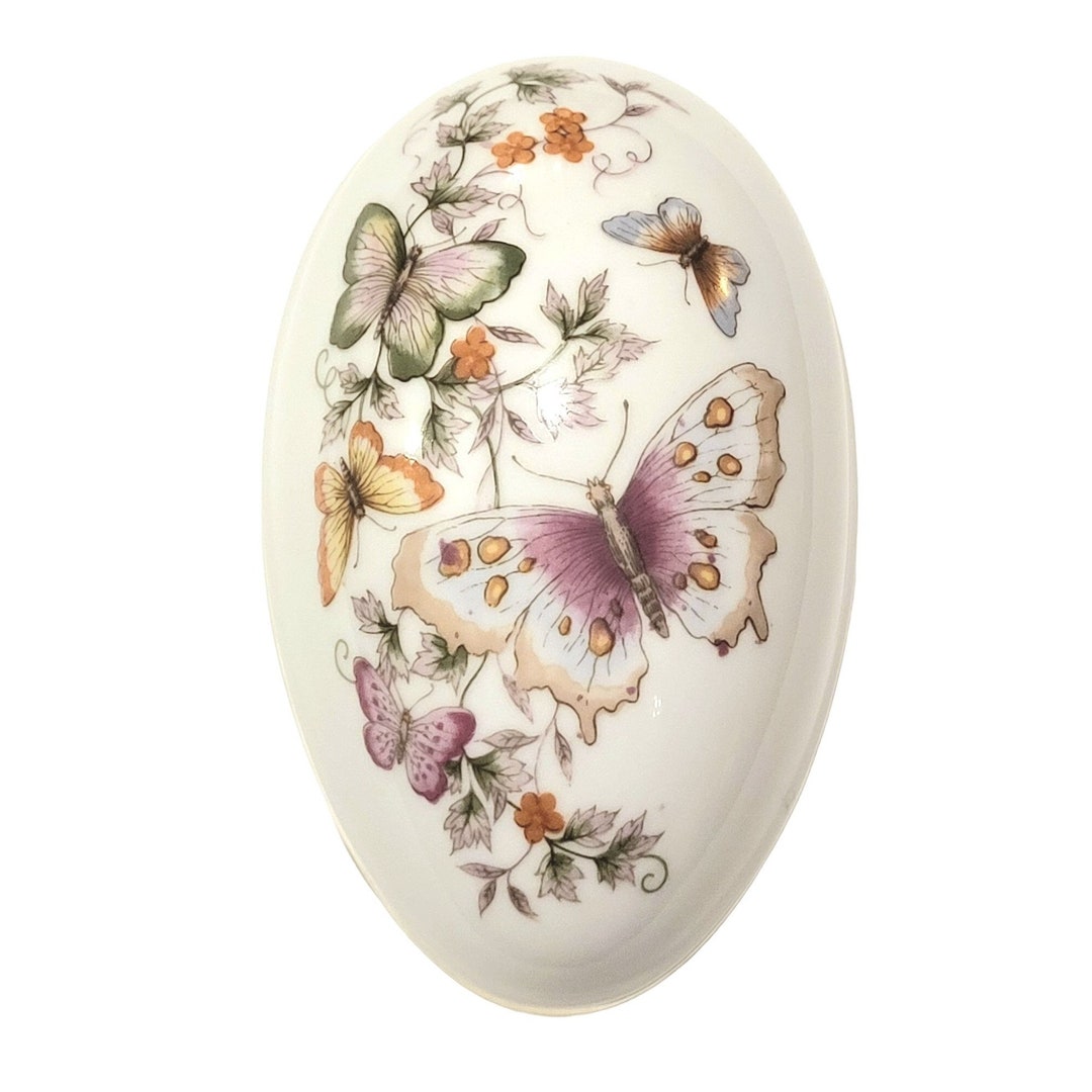 Vintage Avon Porcelain Easter Egg Trinket Jewelry Box Flowers ...