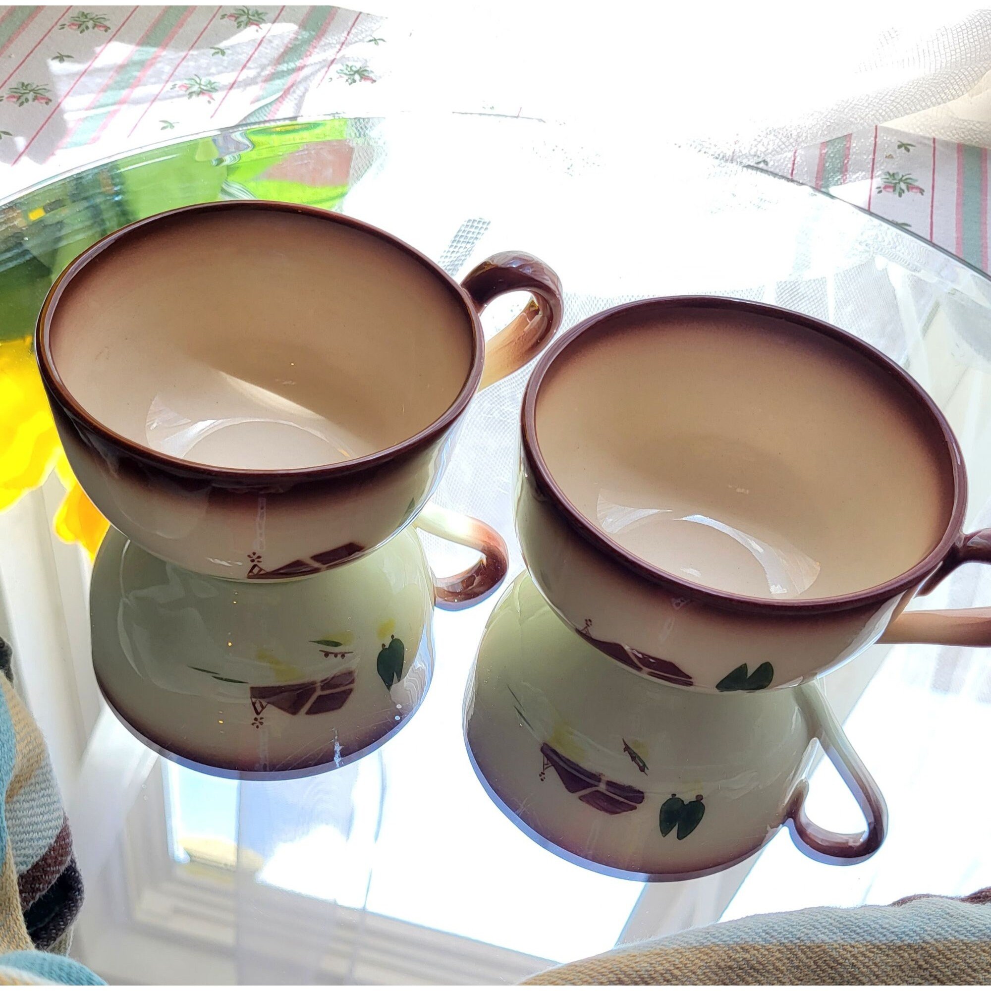 Set of I Love Lucy MCM Brock of California Brown Country Lane Farmhouse ...