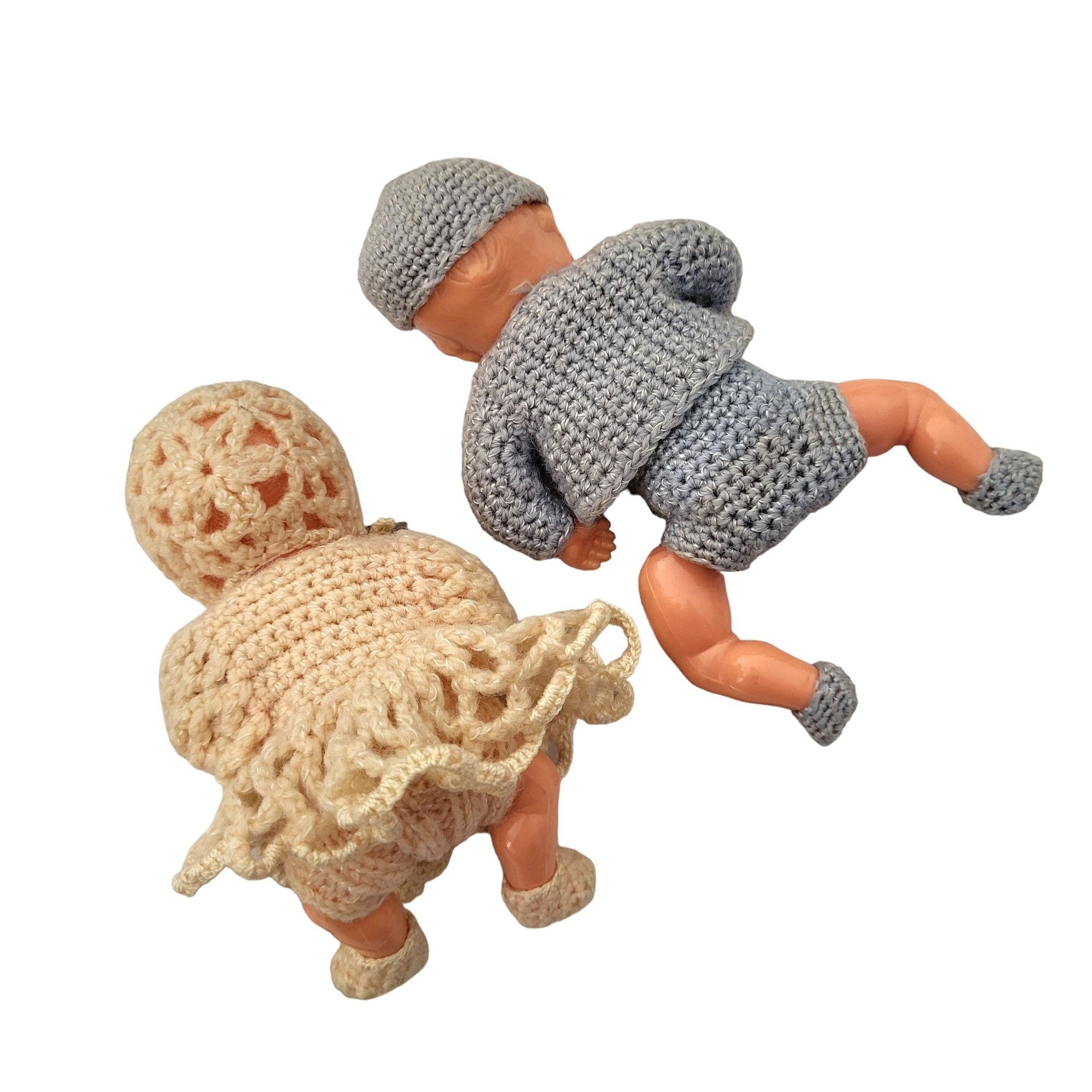 2 Vintage Irwin USA Made Side Eye Mini Kewpie Baby Doll Crochet in ...