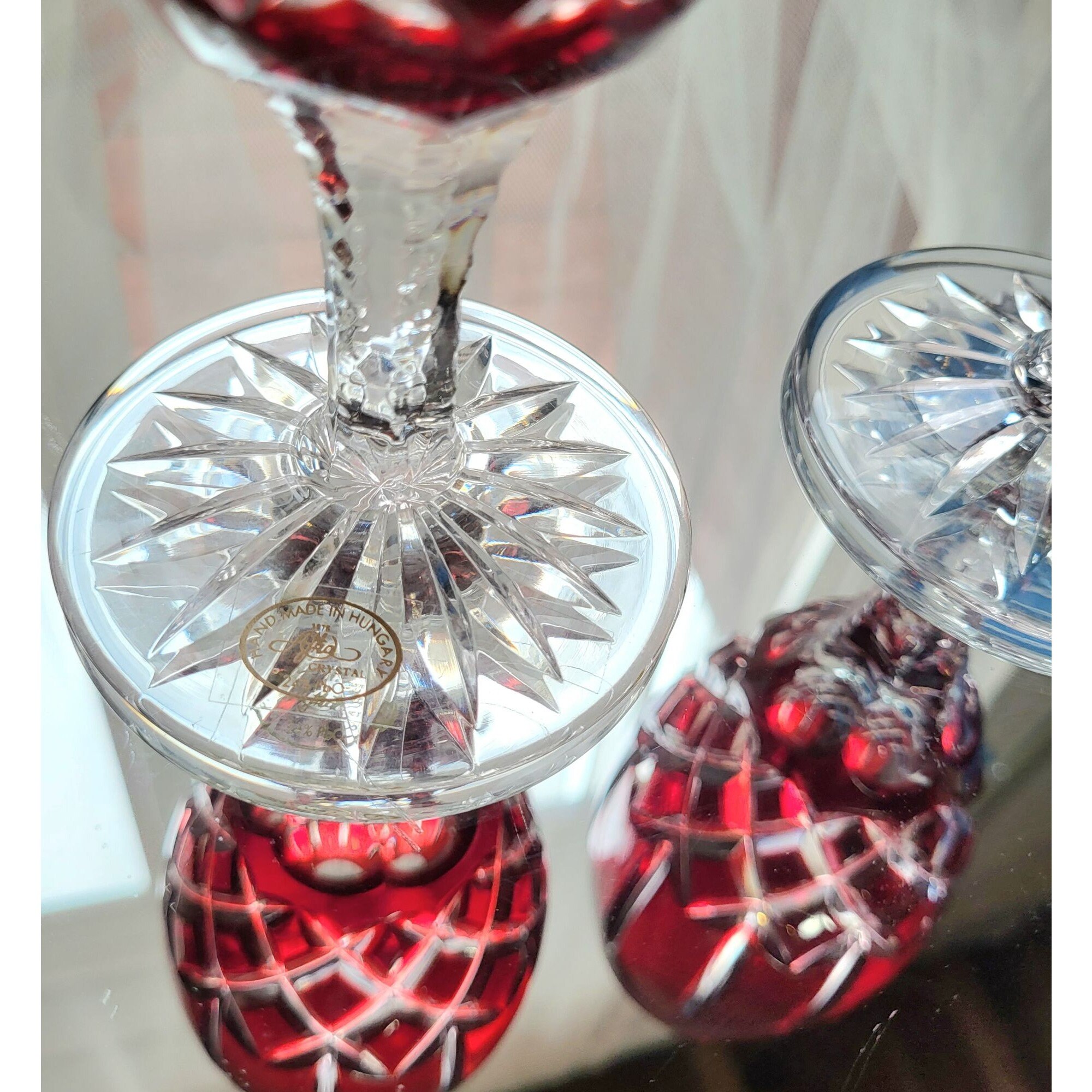 Ajka Arabella Bohemian Hungarian Crystal Ruby Red Beverage Goblet ...