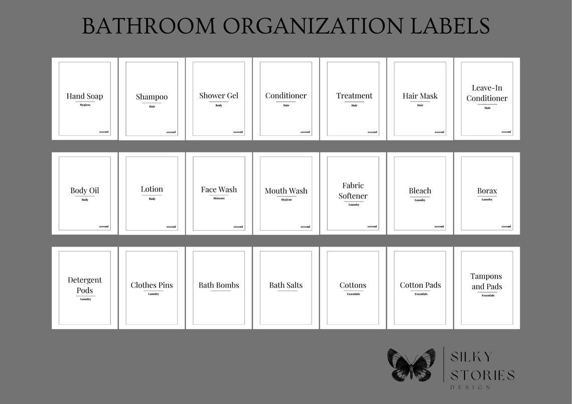 Printable Customizable Minimalist Bathroom Labels, Personalized ...
