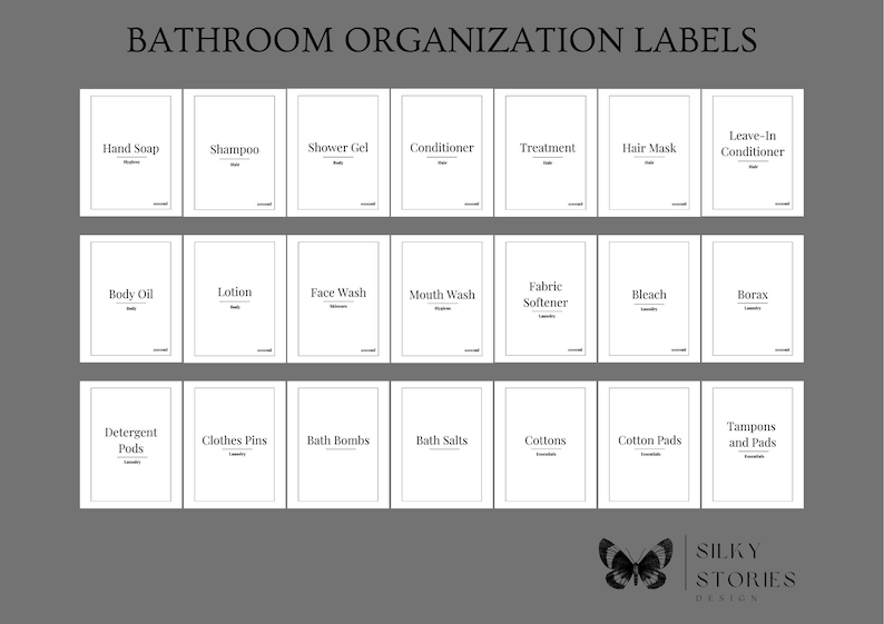 Printable Customizable Minimalist Bathroom Labels, Personalized ...