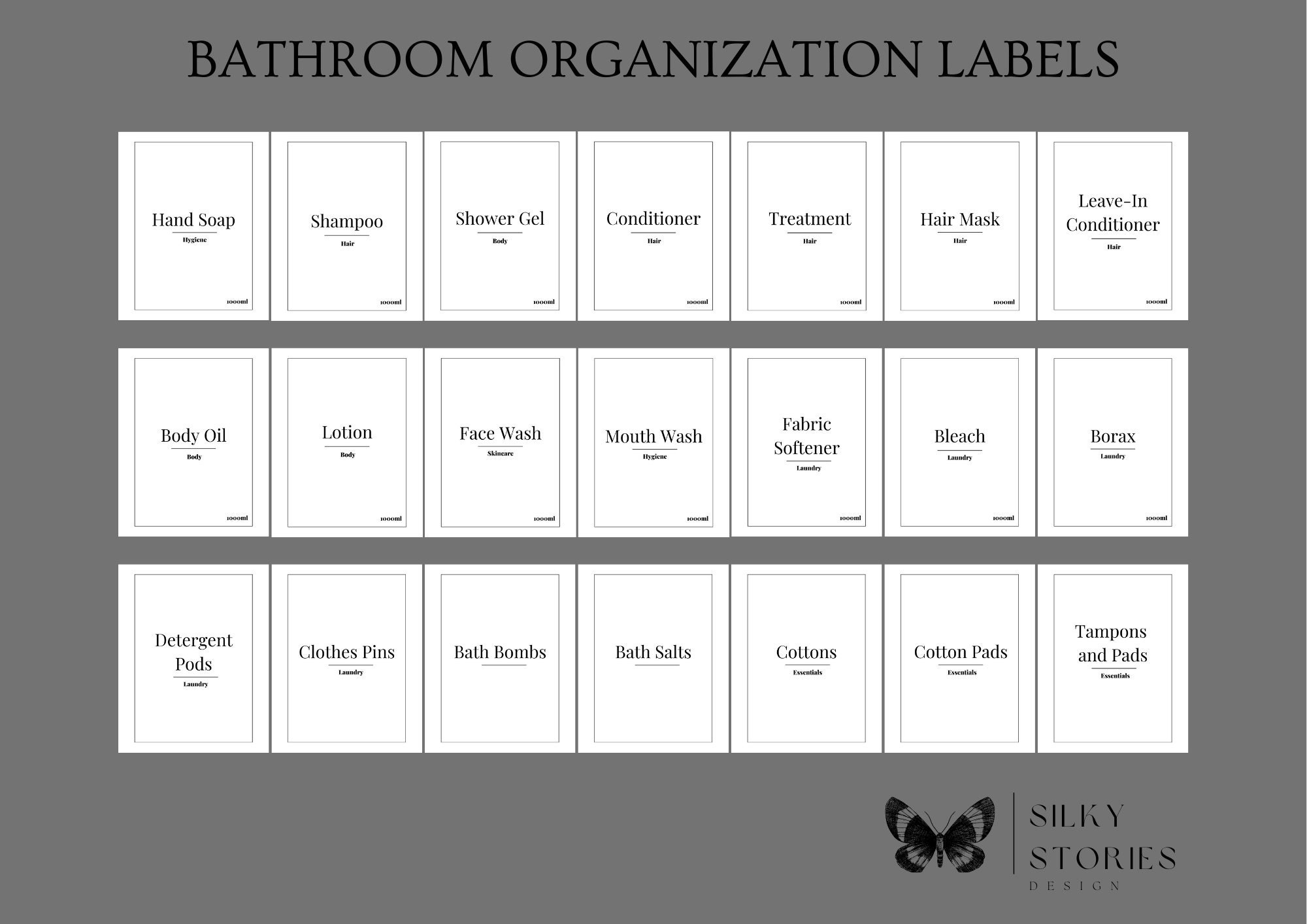 Printable Customizable Minimalist Bathroom Labels, Personalized ...