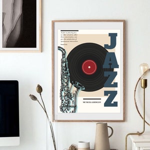 Printable Vintage Wall Decor, Musical Wall Art, Digital Jazz Print ...