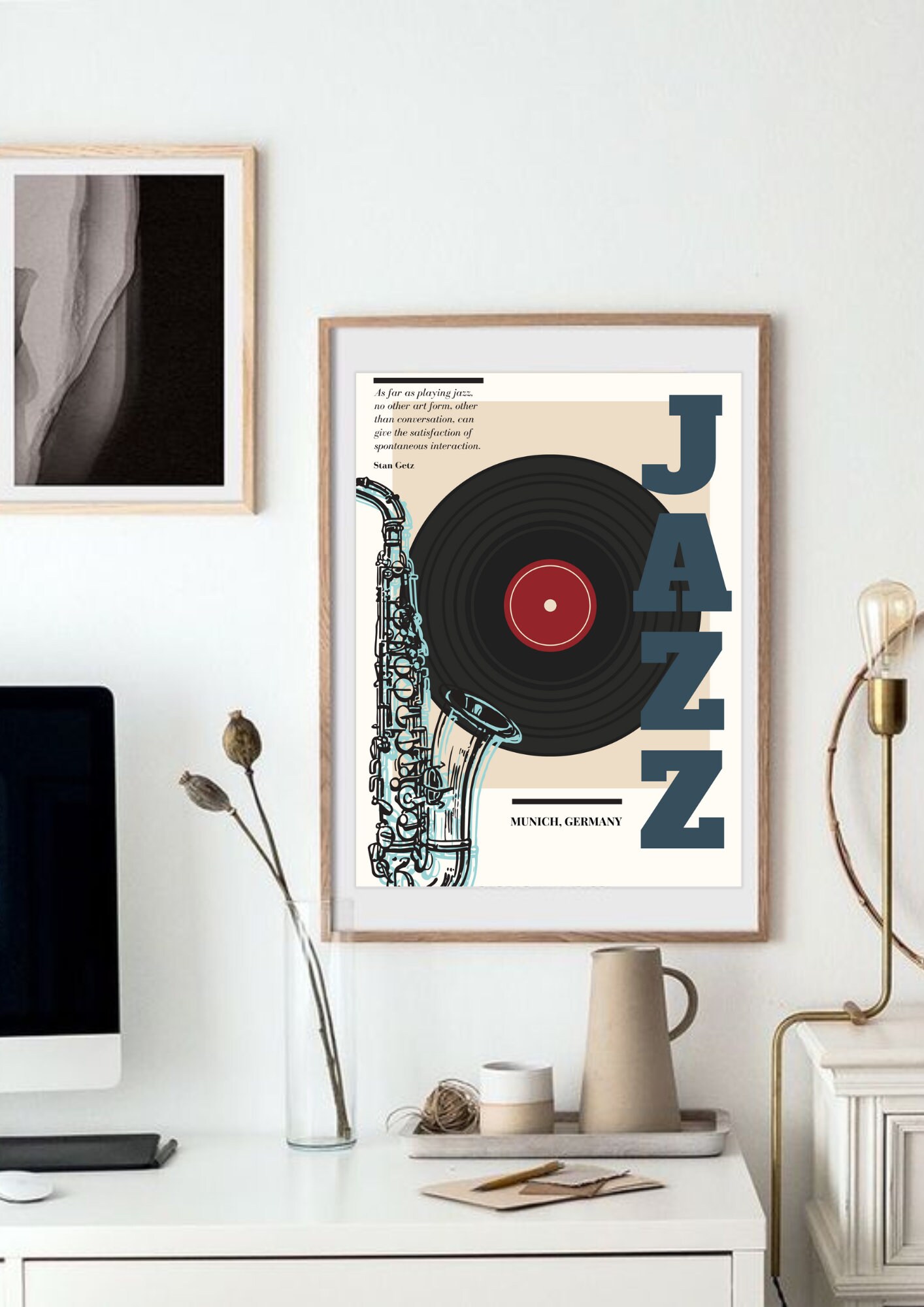 Printable Vintage Wall Decor, Musical Wall Art, Digital Jazz Print ...