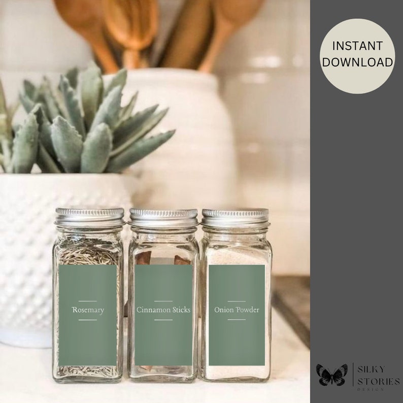 Printable Pantry Labels, Spice Label Set, Printable Kitchen Labels ...