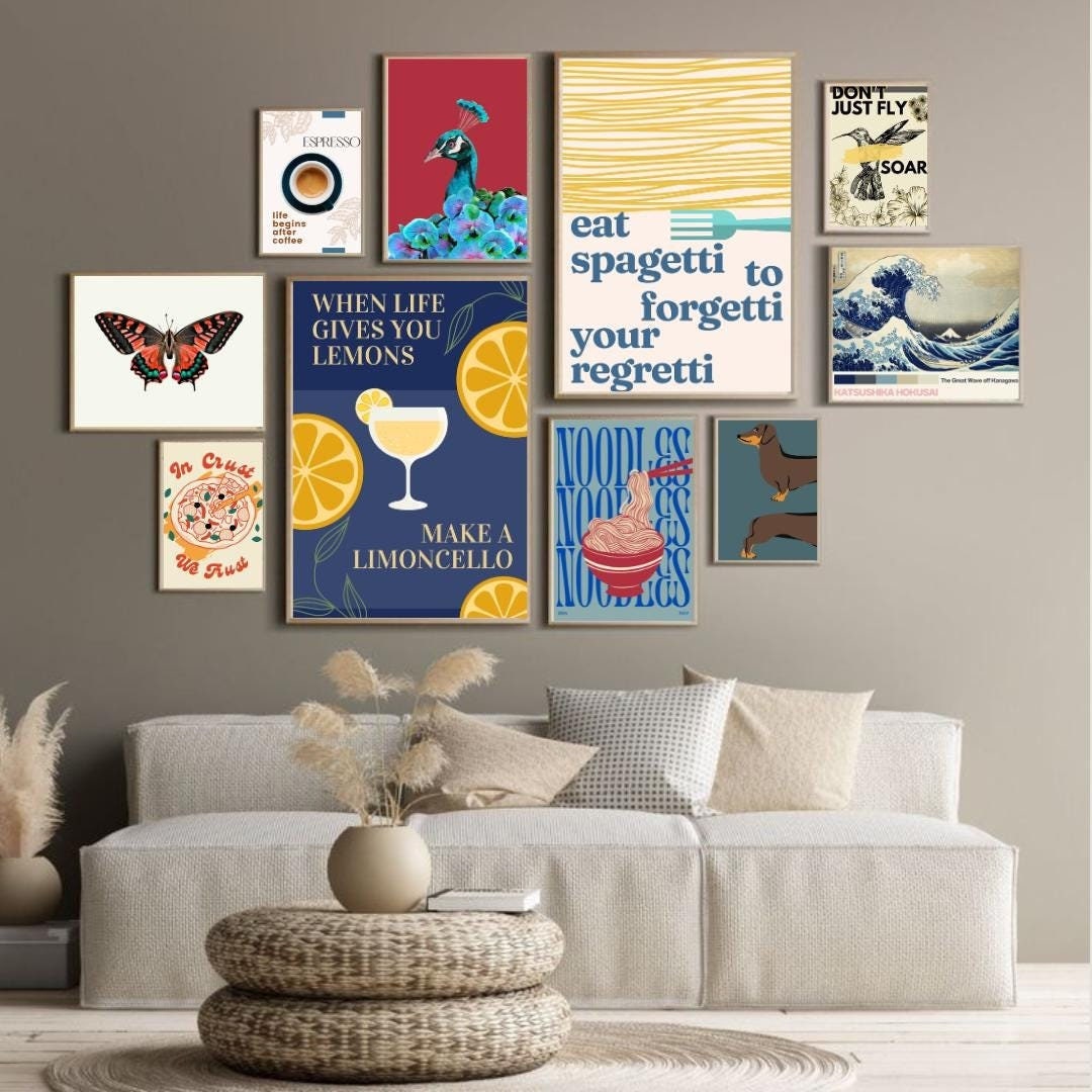 Modern Gallery Wall Decor, Gallery Wall Set of 10 Prints, Eclectic ...