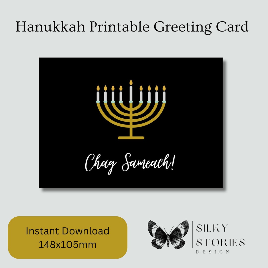 Printable Hanukkah Card Chag Sameach Card Card in Hebrew - Etsy